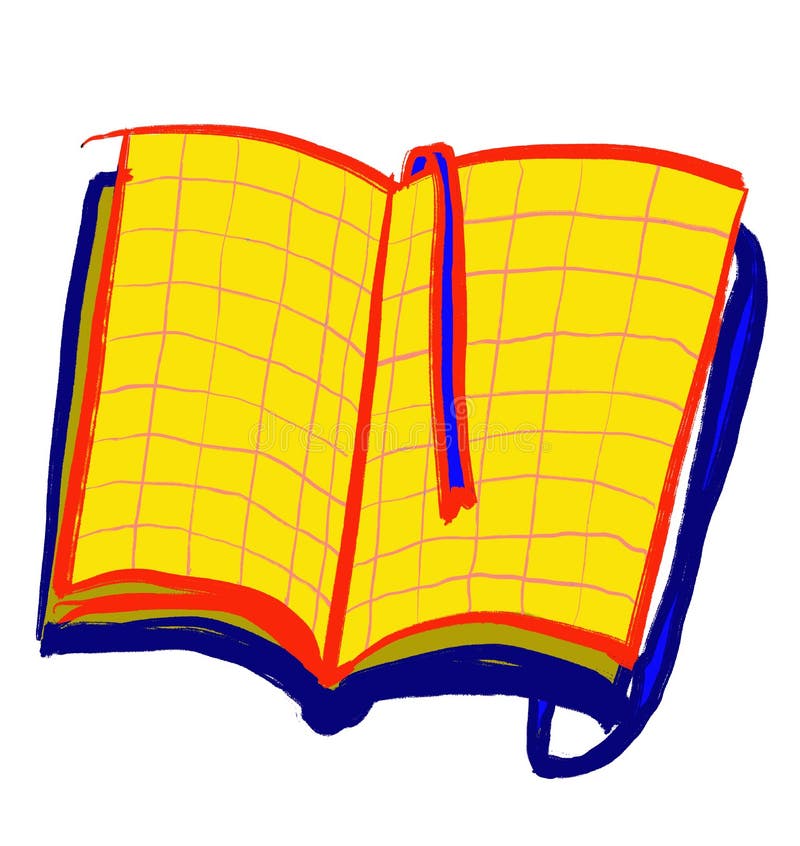 Notebook Book Primary Color Scheme Red Blue Yellow Object Hand Drawn ...