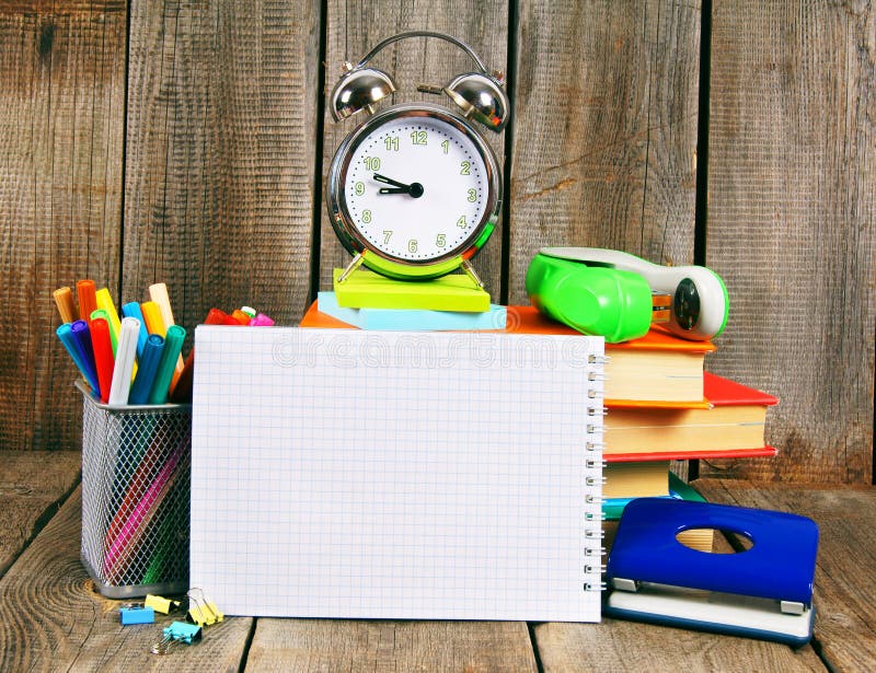Notebook, Books and School Tools Stock Photo - Image of group ...