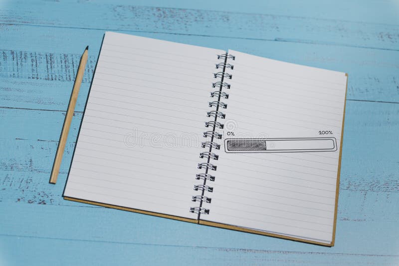 Notebook with Brainstorming Title on Page and Progress Bar Loading ...