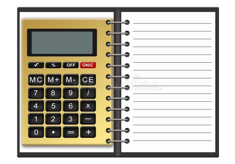 Notebook with a calculator stock illustration. Illustration of black ...