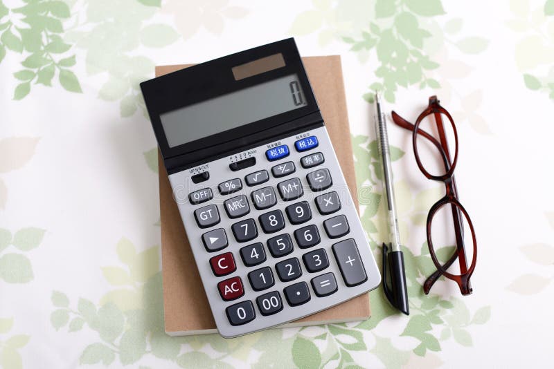 Notebook with calculator stock photo. Image of equipment - 93337212