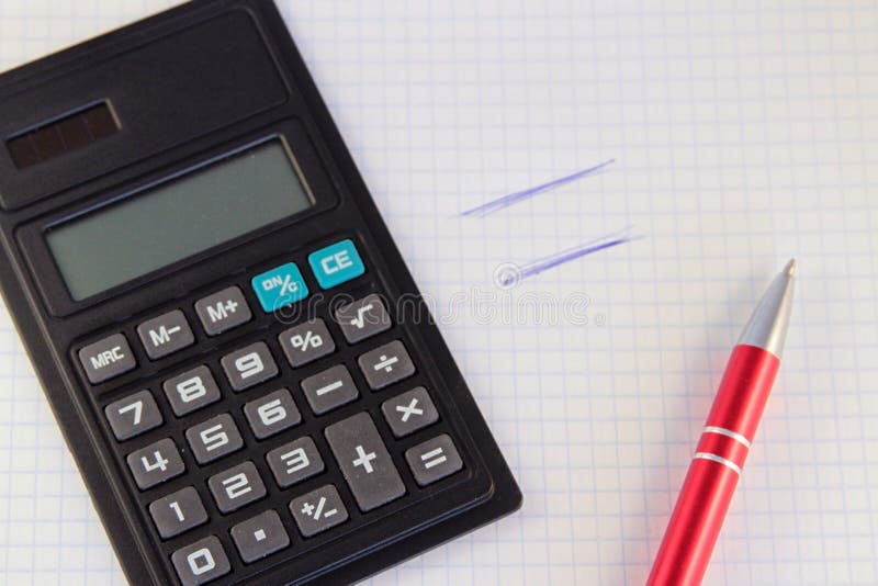 Notebook with calculator stock image. Image of calculation - 54683009