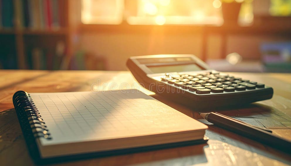 Notebook and Calculator on Study Table. Back To School Concept ...