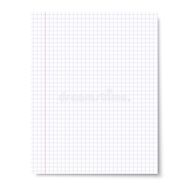 Notebook Checkered Sheet of Paper Placed Vertically Isolated on White ...