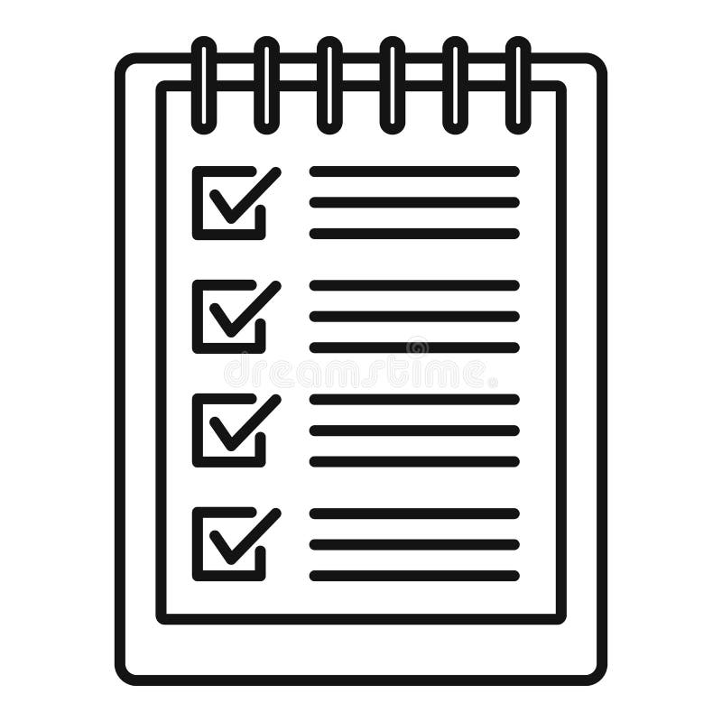 Notebook Checklist Icon, Outline Style Stock Vector - Illustration of ...