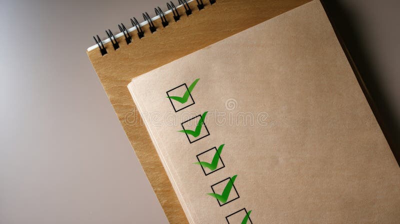 Notebook with Checklist, Pen, and Glasses on a Work Desk Stock ...