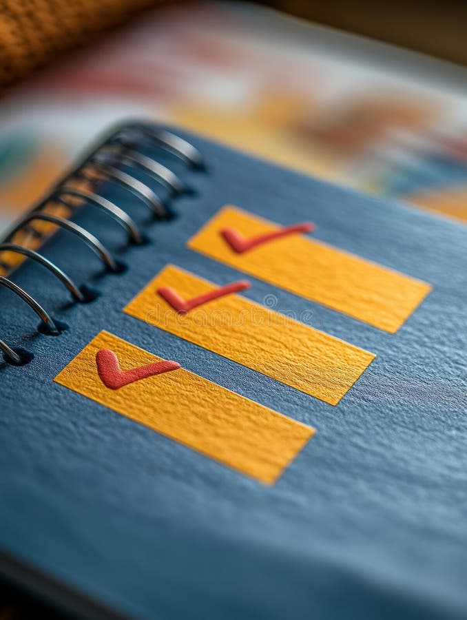 A Notebook with a Checklist and Red Checkmarks. Stock Photo - Image of ...