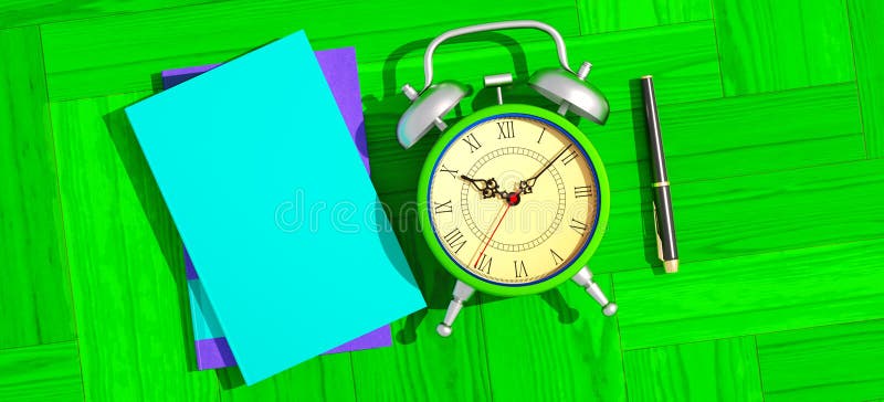 Notebook ,clock and Pen. Time Management Concept Stock Image - Image of ...