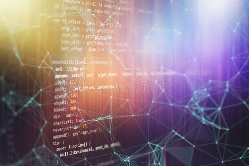 Css Javascript And Html Usage Monitor Closeup Of Function Source Code Abstract It Technology