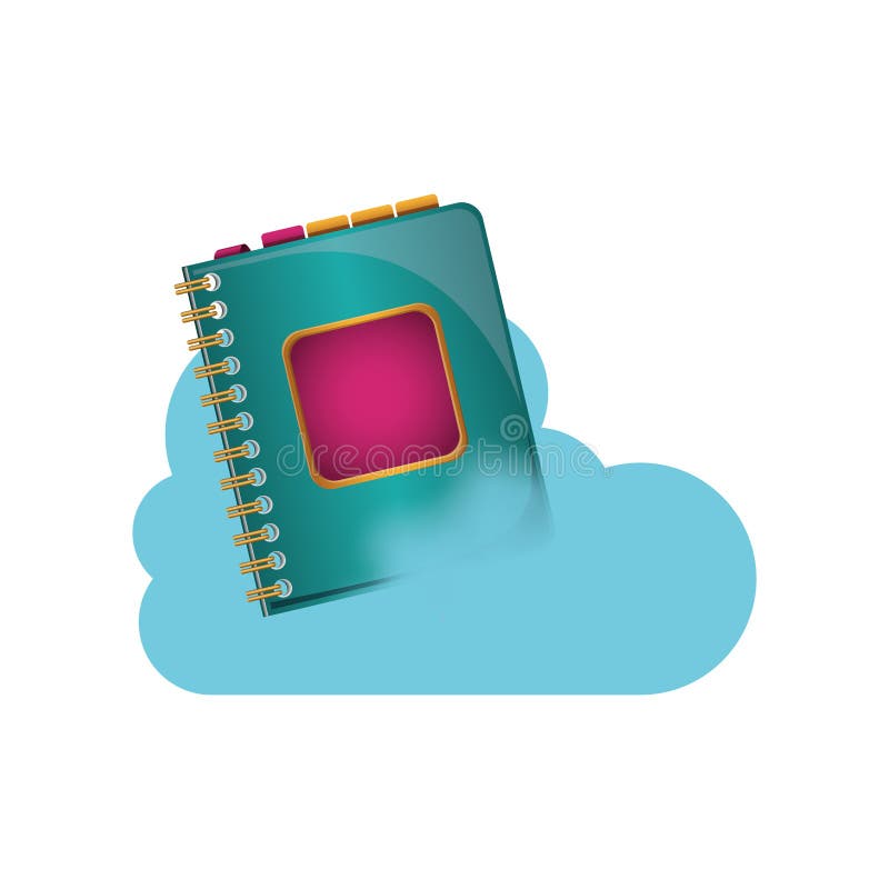 Notebook and Cloud Computing Design Stock Illustration - Illustration ...