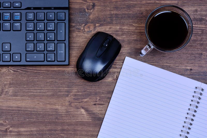 Notebook with Coffee Mouse and Keyboard Computer Stock Image - Image of ...