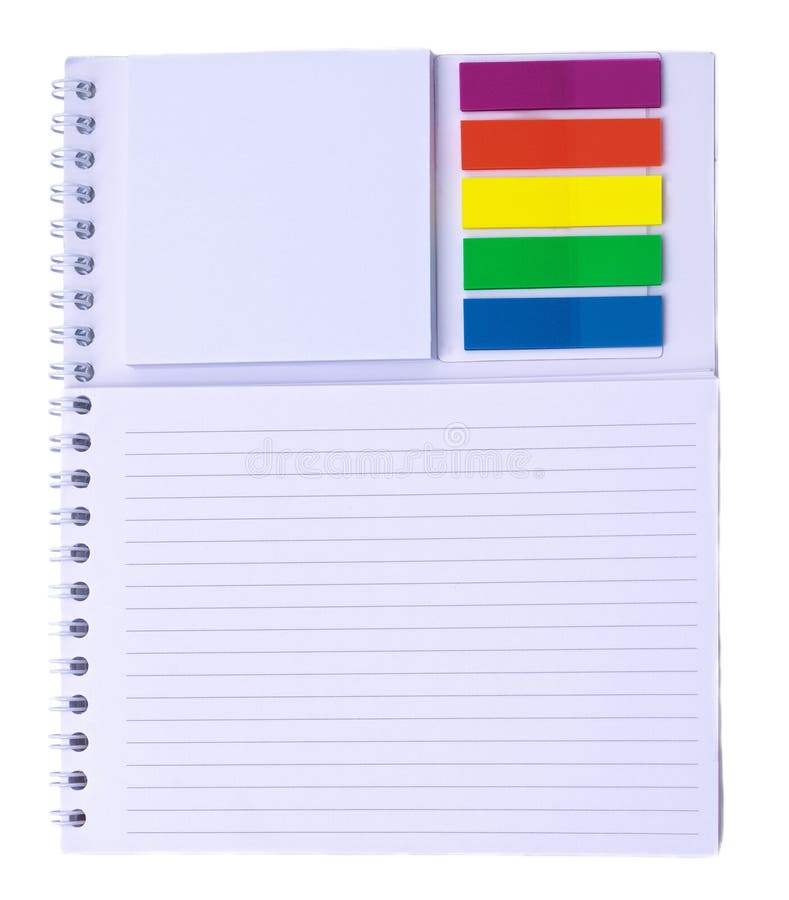 Notebook with Colorful Bookmarks Stock Photo - Image of education ...