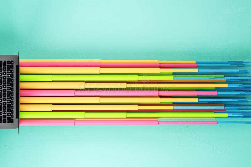 Notebook with Colorful Connection Lines Stock Illustration ...