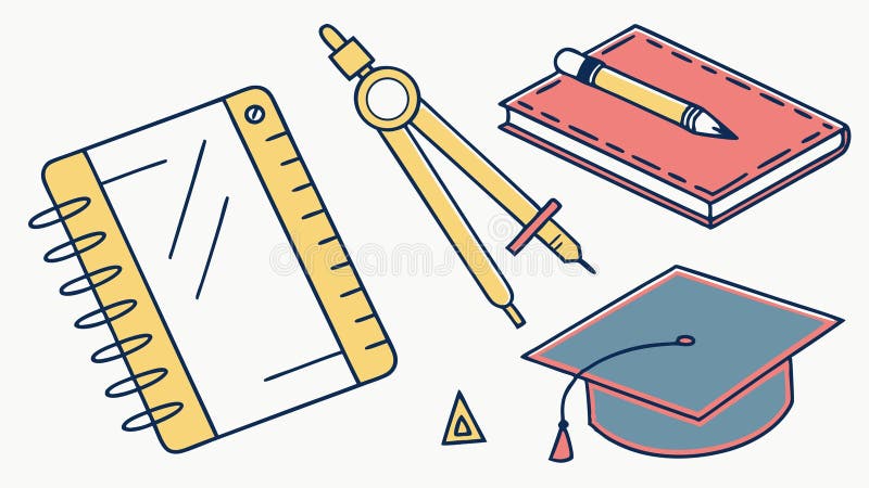 Notebook, Compass, and Graduation Cap. Tools for Academic Success ...