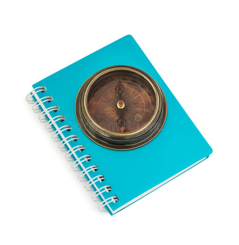 Notebook with Compass on White Background Stock Photo - Image of ...