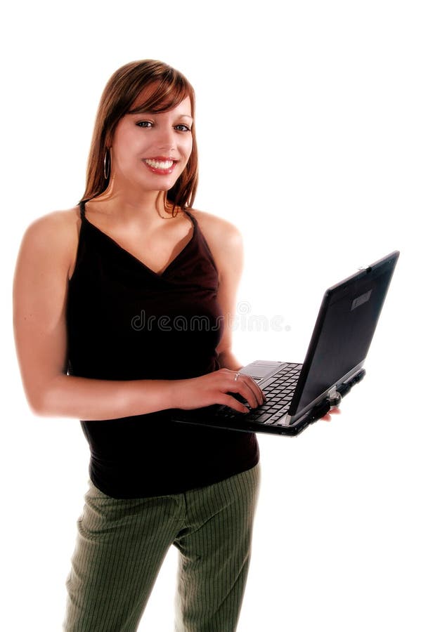 Notebook Computer Girl stock photo. Image of woman, close - 186796