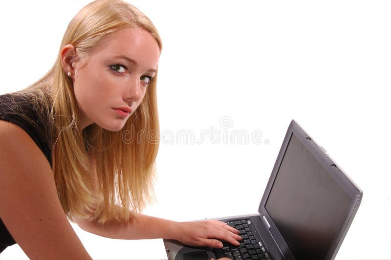 Notebook Computer Girl stock photo. Image of woman, close - 186796
