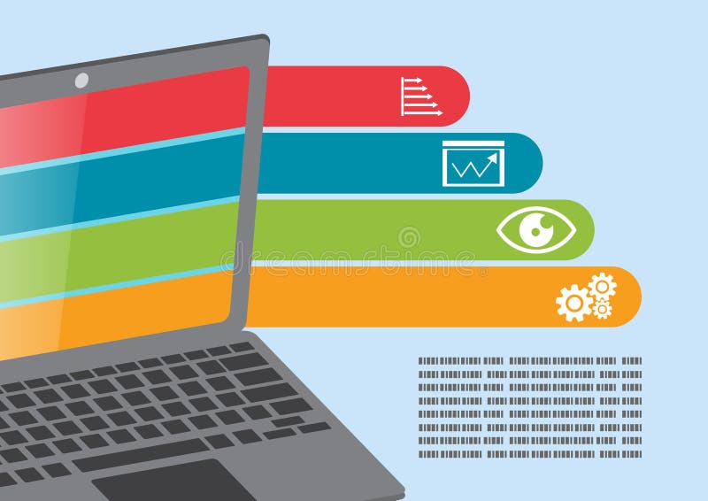 Notebook Computer Info Graphic Presentation Stock Vector - Illustration ...