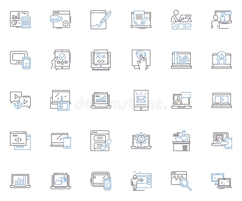 Notebook Computer Line Icons Collection. Portable, Lightweight ...