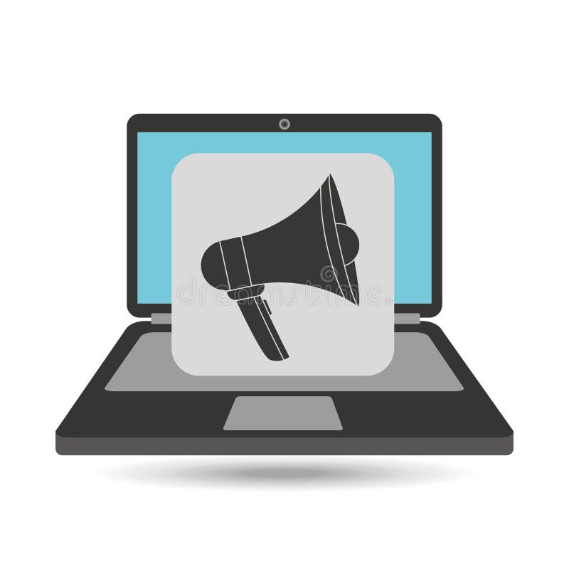 Notebook Computer Megaphone Speaker Icon Stock Vector - Illustration of ...