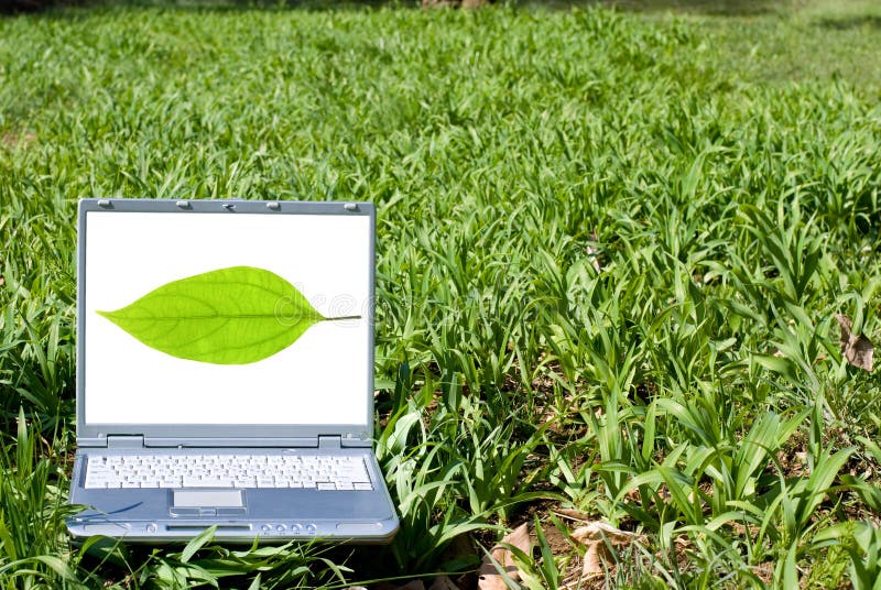Notebook Computer in Nature Stock Image - Image of outdoor, electronic ...