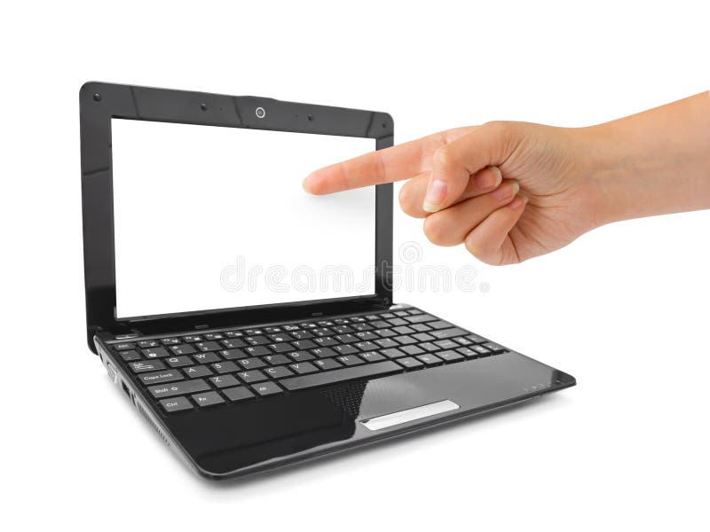 Notebook Computer And Pointing Hand Stock Photo - Image of computer ...