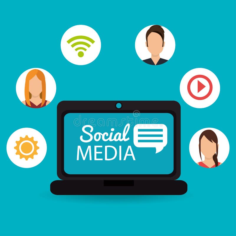 Notebook Computer Social Media Virtual Dialogue Stock Vector ...