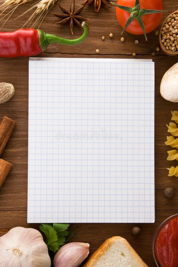 Notebook for Cooking Recipes and Spices Stock Image - Image of green ...