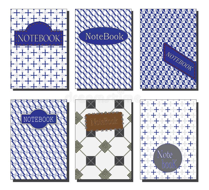 Notebook cover design set stock vector. Illustration of printout - 64938695
