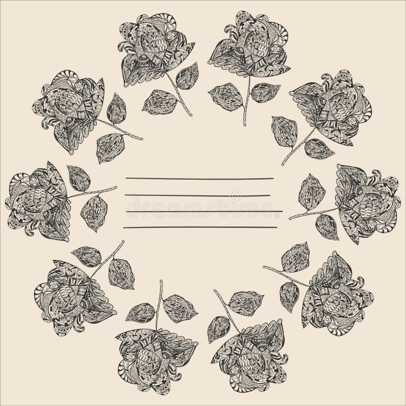 Notebook Cover with Hand-drawn Flowers Around the Lines for Text Stock ...