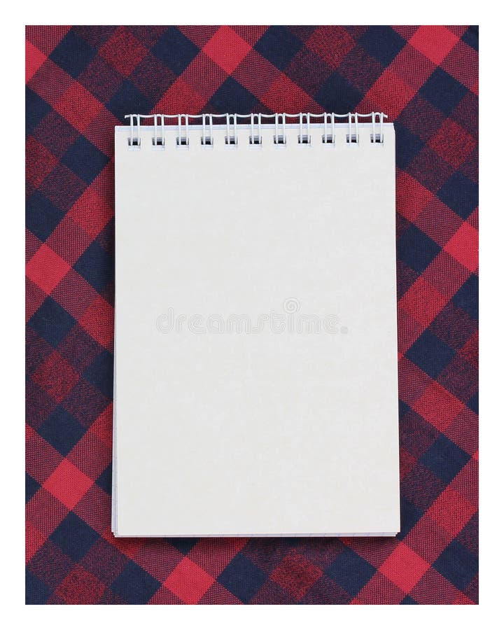 Notebook with a Cover without a Picture on a Red Checkered Background ...