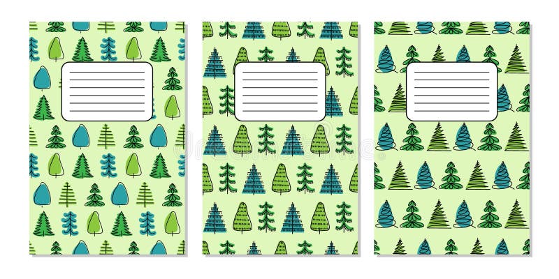 Notebook Covers Featuring Colorful Tree Designs with Various Shapes and ...