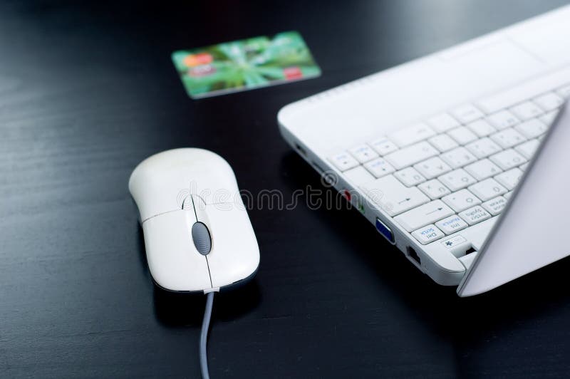 Notebook, Credit Card, Mouse Stock Photo - Image of card, keyboard ...