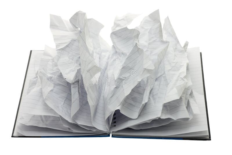 Notebook with Crumpled Pages Stock Photo - Image of life, overwork ...