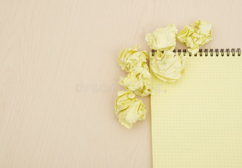 Notebook and Crumpled Paper Stock Photo - Image of notes, message: 18131082
