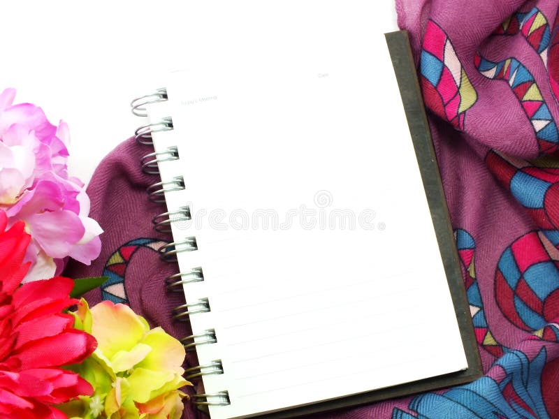 Notebook Diary Background with Decoration Stock Image - Image of bloom ...