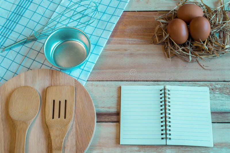 Notebook Diary and Food Ingredients on a Wooden Floor Stock Image ...