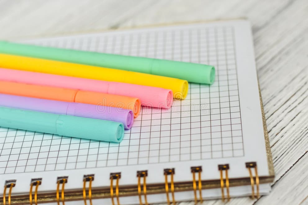 Notebook Diary for Planning and Studying on the Table with Colored ...