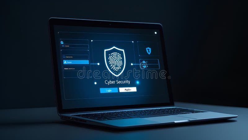 Notebook Display Shows Cyber Security Interface: Online Protection and ...