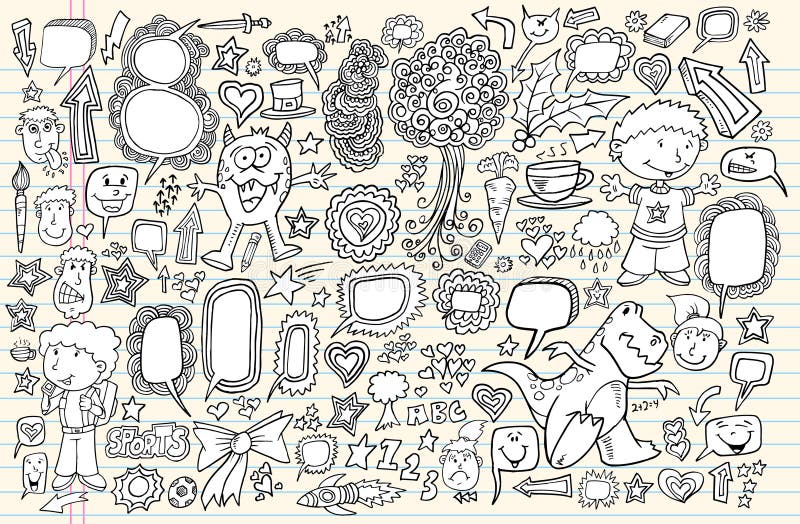 Doodle Sketch Animal Vector Design Set Stock Illustration ...