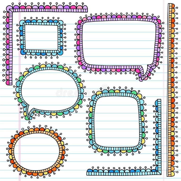 Notebook Doodle Picture Frames Vector Set Stock Vector - Illustration ...