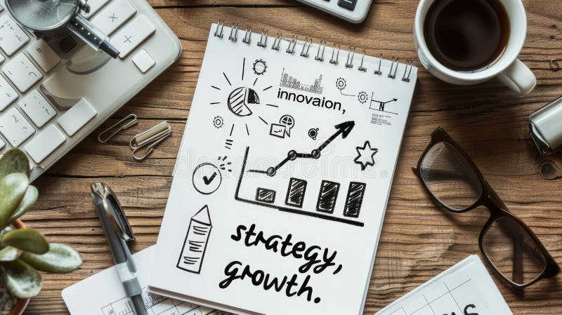 A Notebook with a Drawing of a Graph and the Words Strategy Growth ...