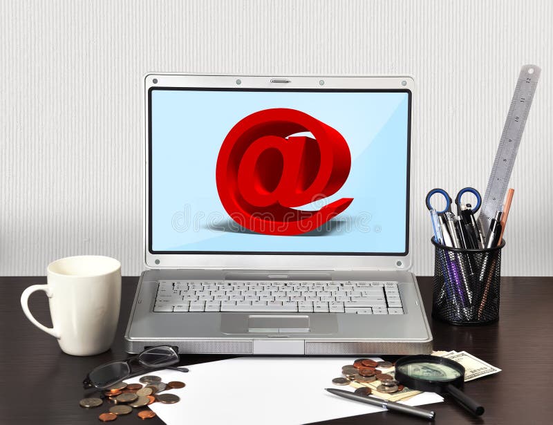 Notebook with email stock photo. Image of computer, message - 33238522