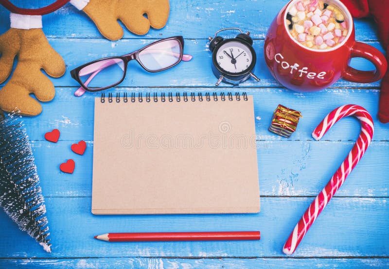 A Notebook with Empty Brown Pages and Hot Chocolate Stock Image - Image ...