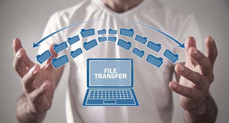 Notebook File Transfer. Concept of Information Exchange Stock Photo - Image of copy, concept ...
