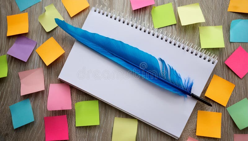 The Notebook is Filled with Various Notes Stock Photo - Image of wooden ...