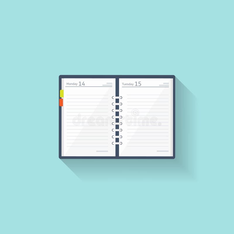 Notebook in a Flat Style. Reminder, Diary. Business Planner. Booklet ...