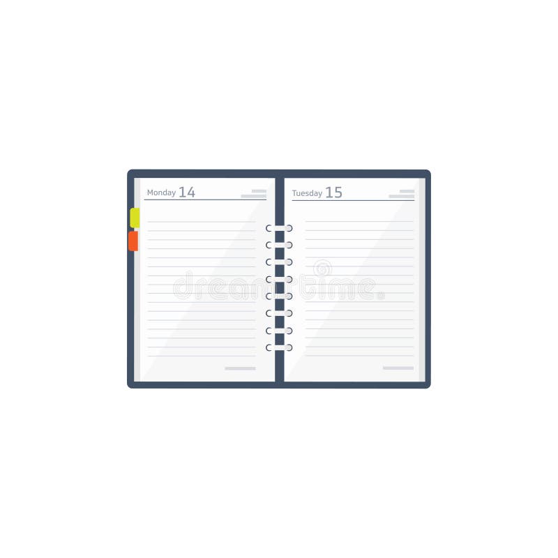 Notebook in a Flat Style. Reminder, Diary. Business Planner. Booklet ...