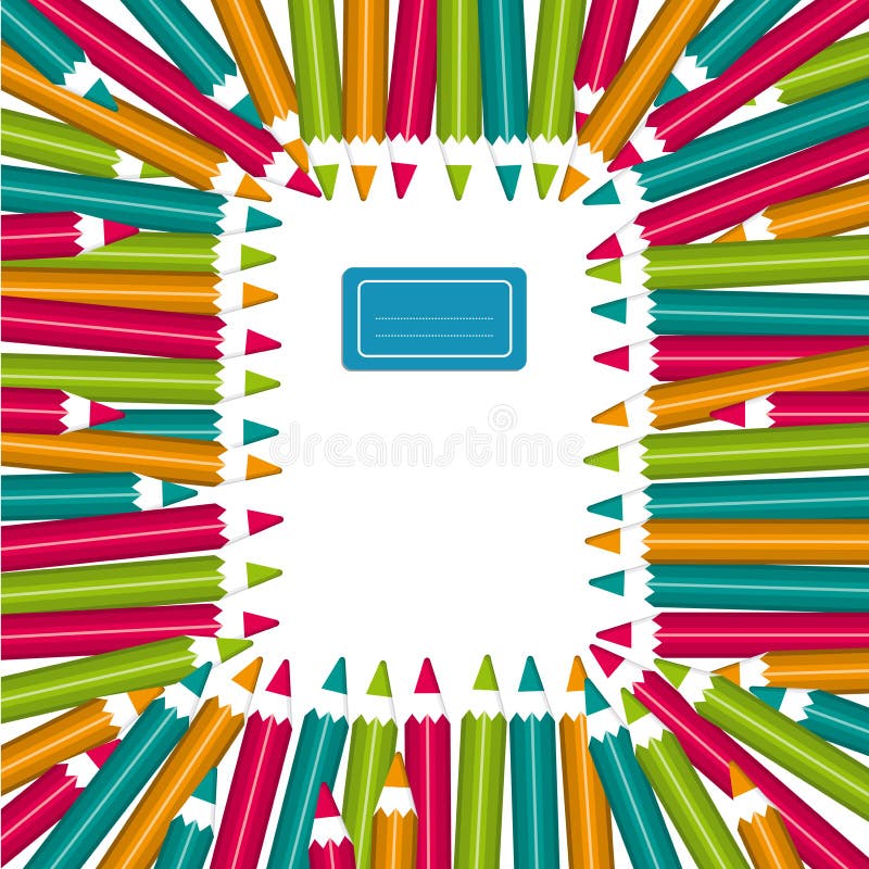 Notebook Frame of Colorful Pencils Stock Vector - Illustration of ...