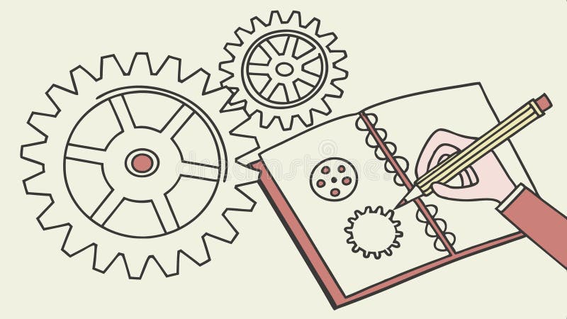 Notebook with Gears, Technical Notes and Mechanical Process ...